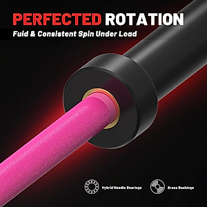 PAPABABE Olympic Barbell, 1500LB Capacity barbell Cerakote Coating Bar, Weightlifting Bar 2 Inch Barbell, for Powerlifting and Crossfit, Pink (25MM)