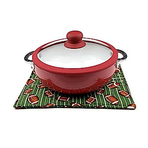 Footballs on Field Casserole Dish Hot Pad