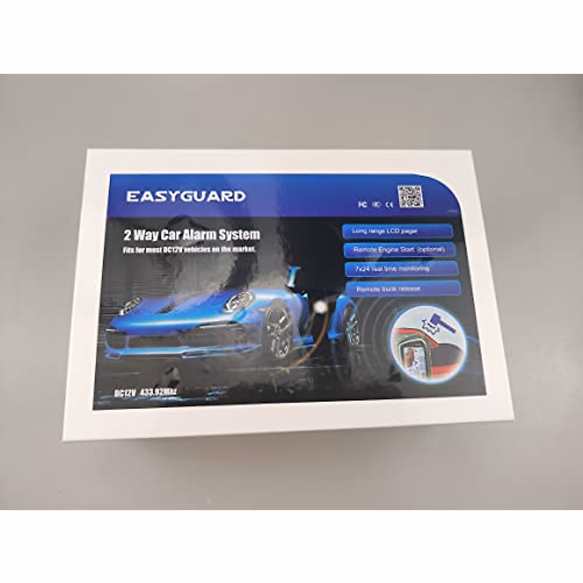 EASYGUARD EC204 2 Way car Alarm System with PKE Passive keyless Entry, Rechargeable LCD Pager Display & Remote Trunk Release, Shock Warning DC12V