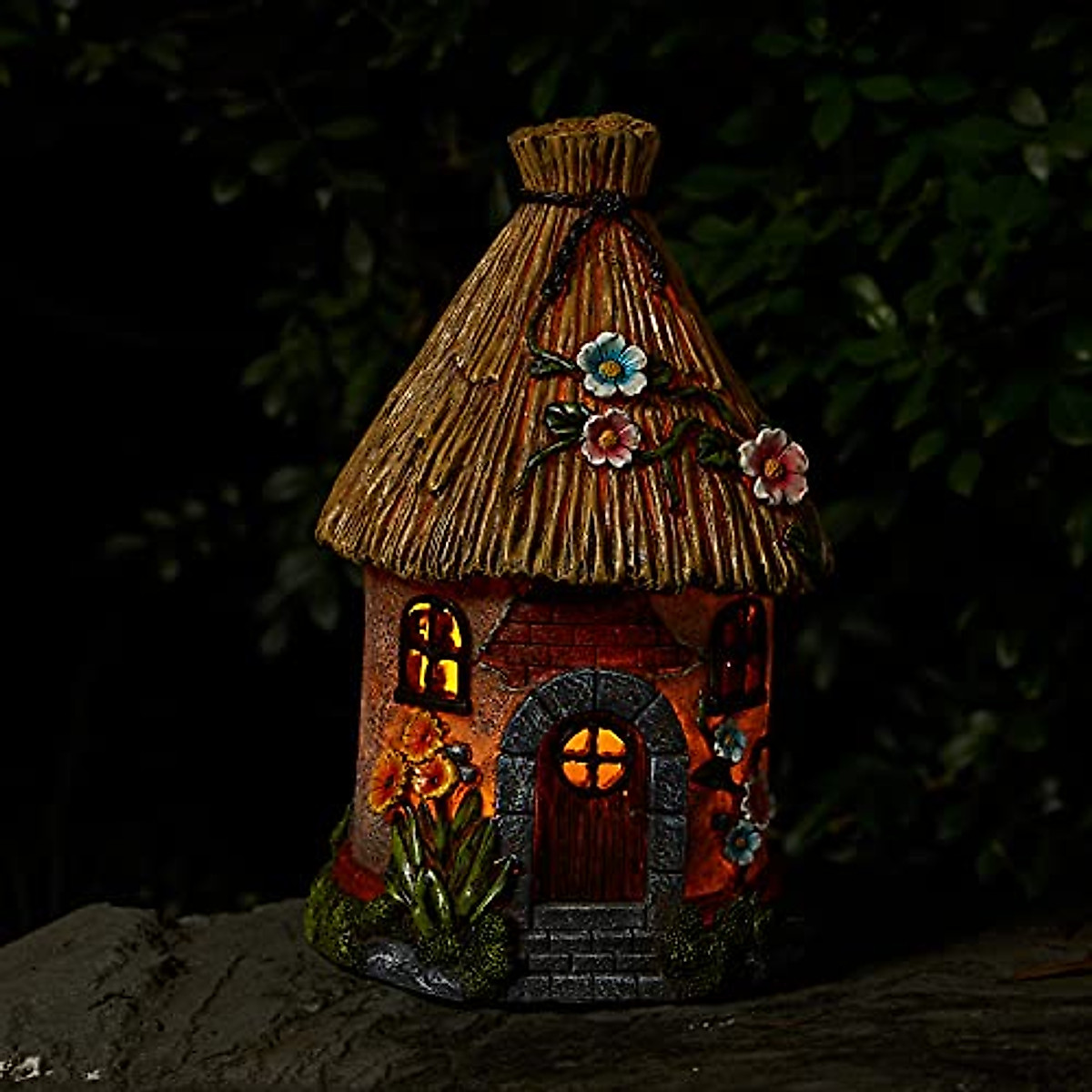 Yiosax Solar Lights Garden Decor-Easter Fairy House Decor The Village Enchanted Cottage Solar Powered Lights Yard Patio Decorations
