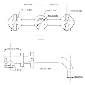sumerain Matte Black Bathroom Faucet,Wall Mount Black Bathroom Faucets and Rough-in Valve Included