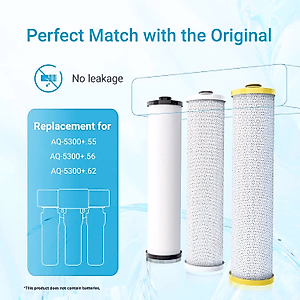 AQUA CREST Replacement for Aquasana® AQ-5300+R Under Sink Water Filter, 800 Gallons Filter Life, Compatible with AQ-5300+.55, AQ-5300+.56, and AQ-5300+.62, 3 Count
