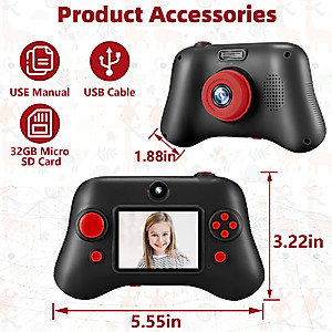 DEPAADER Kids Camera -Digital Selfie Cameras for Boys Birthday 1080 P 2.4 Inch Kid Video Recorder for Age 3 4 5 6 7 8 9 10 Year Old Toddler Gift with 32 GB SD Card