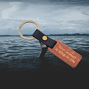 Your Anxiety is Lying to You Wooden Keychain Inspirational Jewelry Daily Reminder Key Ring(Anxiety is Lying to You)