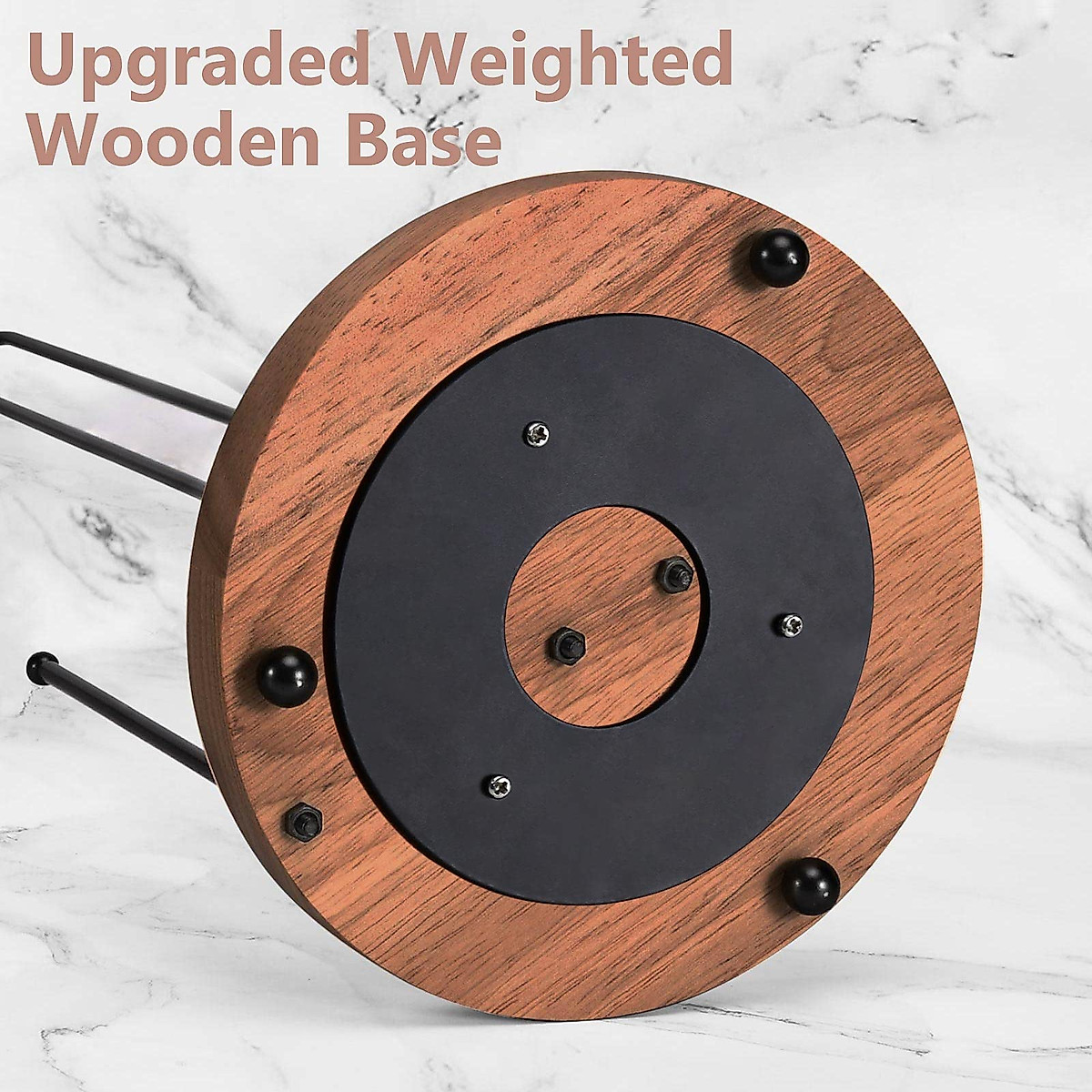 Lorbro Paper Towel Holder, Farmhouse Paper Towel Holder with Heavy Duty Wood Base, Countertop Paper Towel Holder Stand for Kitchen Decor Dining Table Home Brown