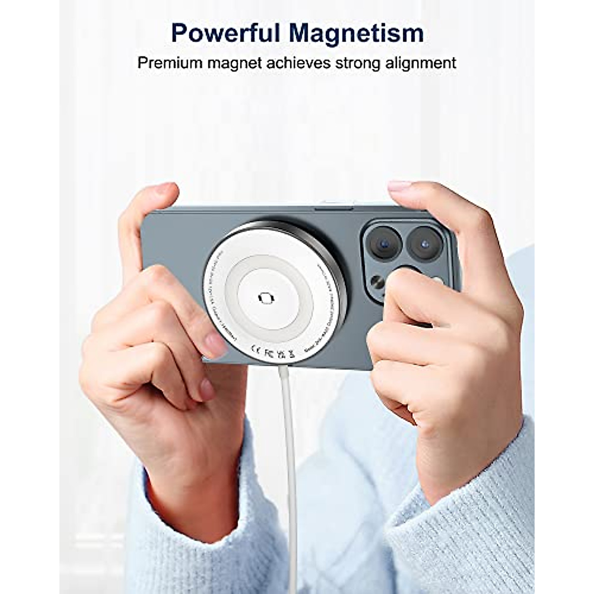 Basesailor Magnetic Wireless Charger with USB Adapter, 3 in 1 Portable Travel Cordless Qi Fast Charging Pad Station for MagSafe, iPhone 14 13 12 11 Plus Pro Max Mini,AirPods 3 2 Pro,Samsung S23 S22