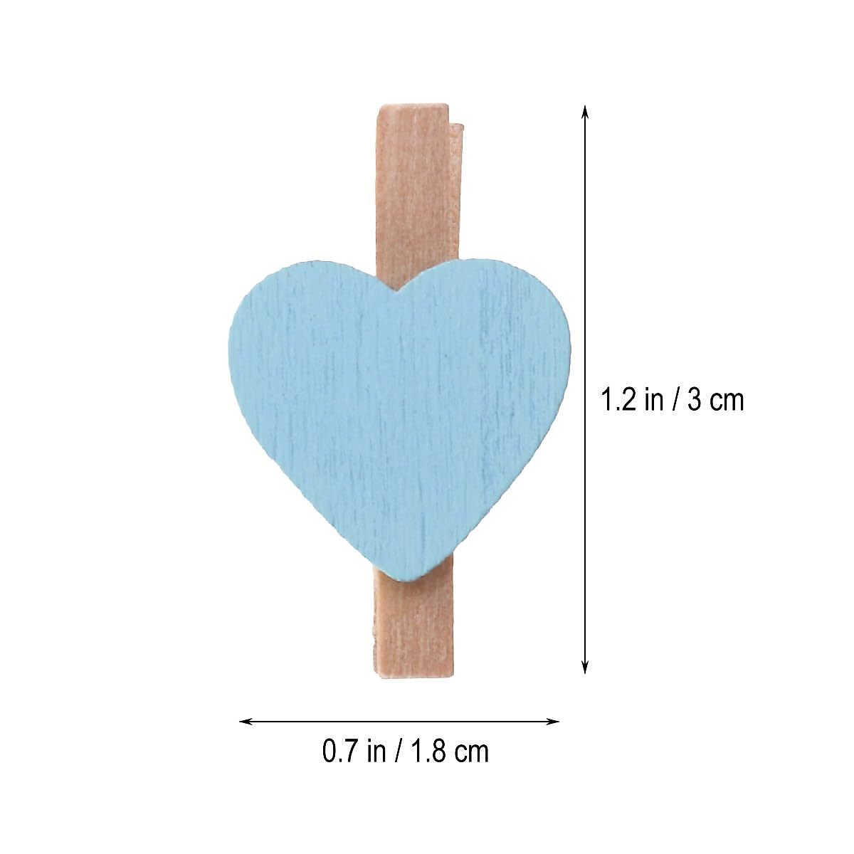 NUOBESTY 50pcs Mini Wooden Clips Clothespins Crafts Clips with Hearts for Wedding Party Valentines Day Decoration Blue
