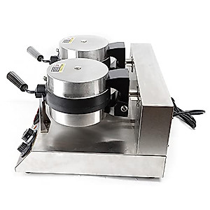 Waffle Maker 2400W Electric Double Heads Waffle Machine Non-stick Round Waffle Iron Maker Thicken Stainless Steel Home or Commercial Use Restaurant or Bakery 110V