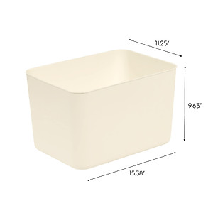 IRIS USA Plastic Basket Bin & Lid, Large, 4-Pack, Stackable Lidded Storage Organizer Bins for-Kitchen-Bathroom and Bedroom, Off White