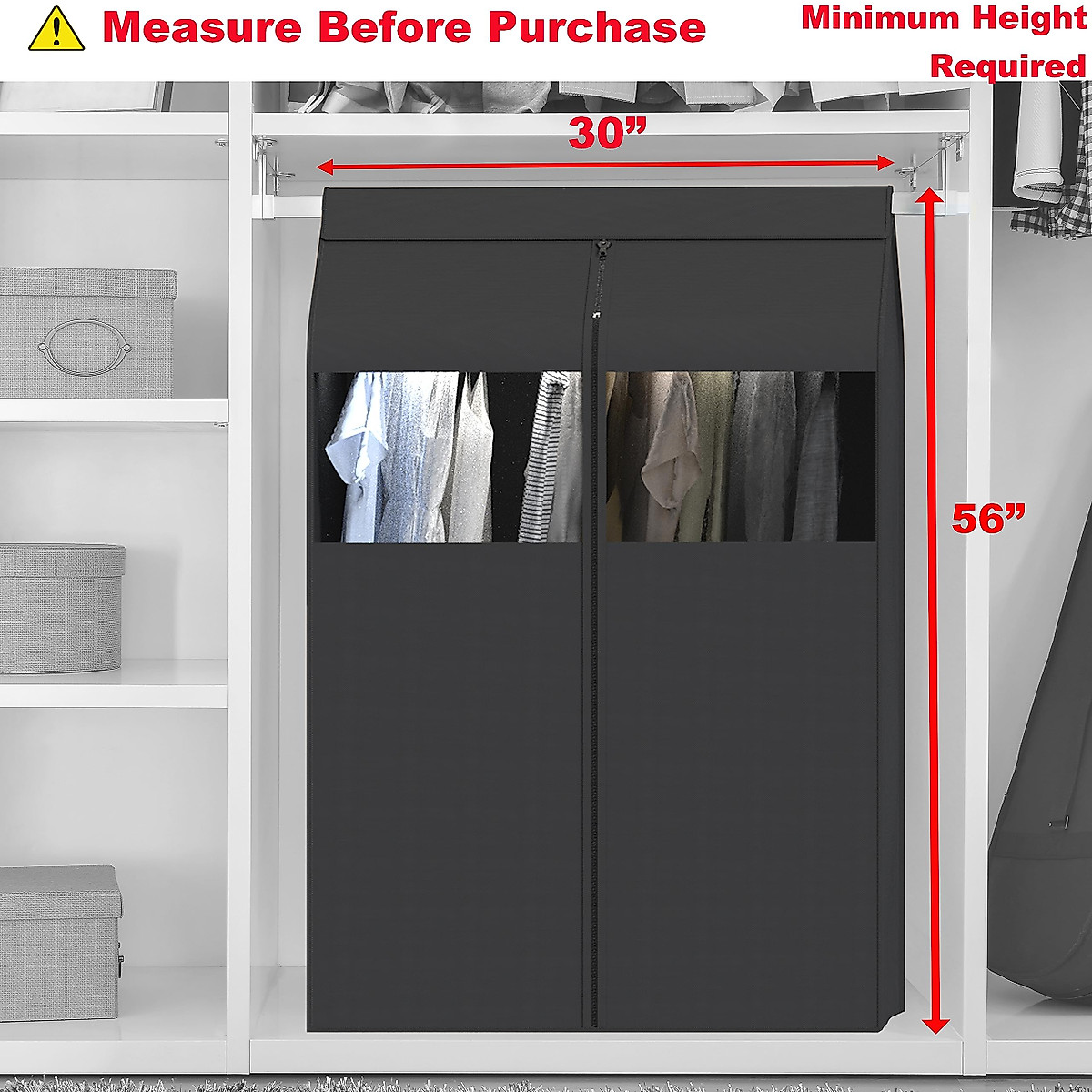 SimpleHouseware Garment Covers for Clothes Rack/Closet/Hanging Clothes, Enclosed Clear Window, Dark Grey
