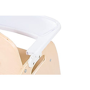 Foundations Easy Serve Low Wood Feeding Chair with Removable Tray and 3-Point Harness (7 Inch Seat Height)