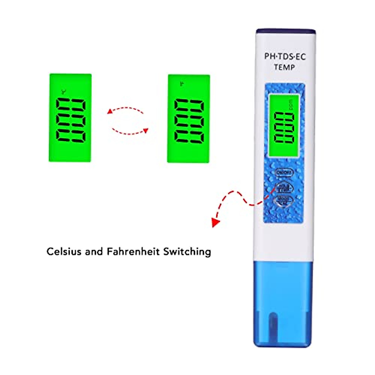 Water Quality Meter, PH Meter Highly Sensitive Digital Display 4 in 1 for Aquariums