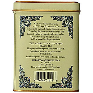 Harney & Son's Vanilla Comoro Tea Tin 20 Sachets (1.4 oz ea, Two Pack) - Decaf Black Tea Blend with Vanilla - 2 Pack 20ct Sachet Tins (40 Sachets)