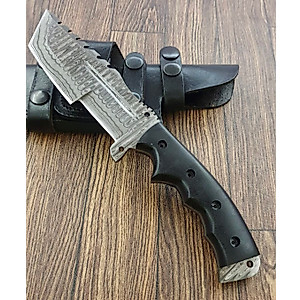 TR-1168 Custom Handmade Damascus Steel 10 Inches Tracker Knife - Perfect Grip walnut wood Handle (TR-2196)