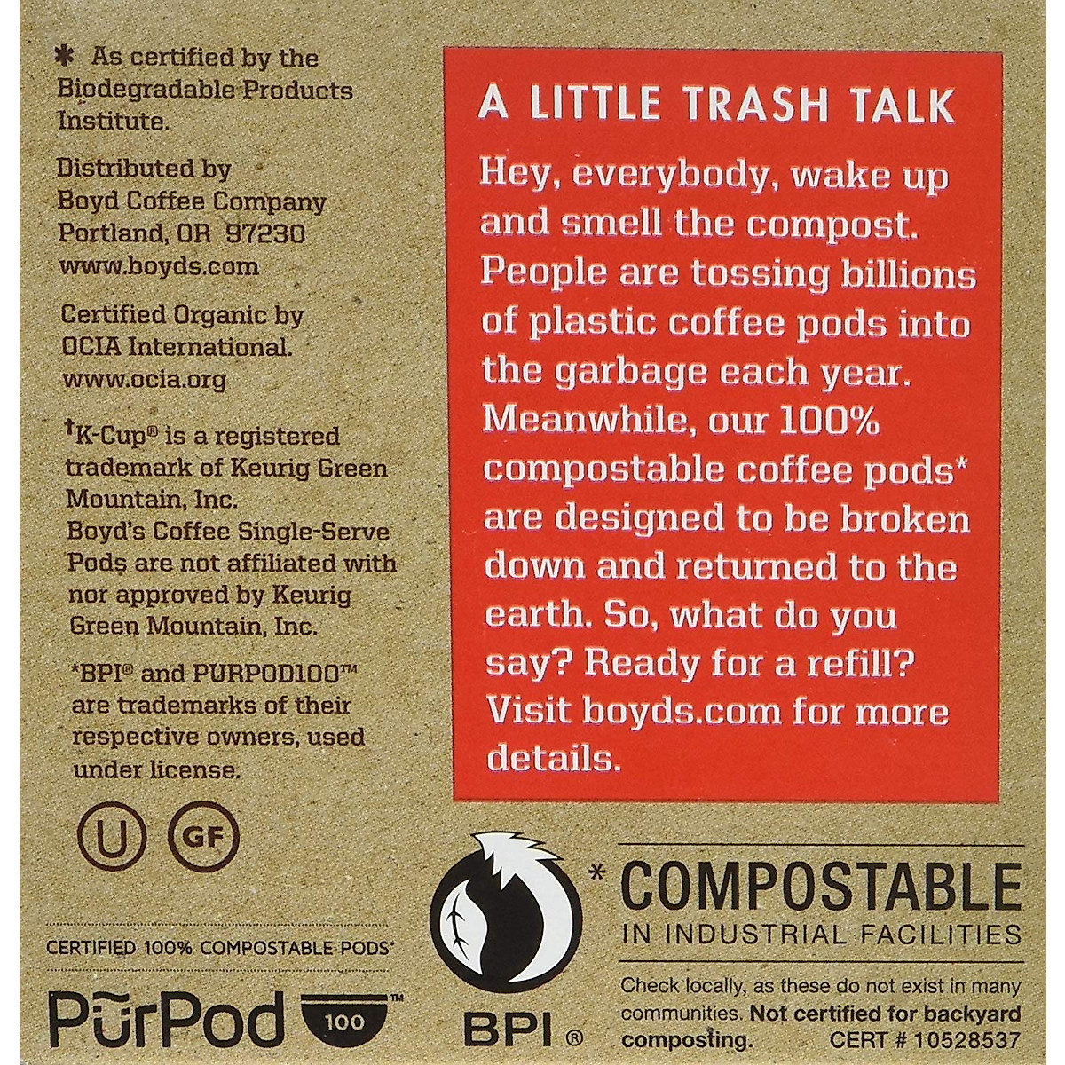 Boyd's Coffee Organic Red Wagon Coffee - Dark Roast - Single serve pods (72 Count)