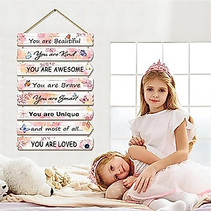 Paquesta Girls Room Decor Butterfly Wall Decor for Girls Bedroom Inspirational Wall Art for Kids Pink Wall Decorations Little Girl Toddler Room Wood Sign Nursery Room Decor (Butterfly)