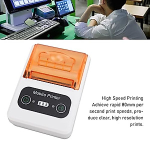 Bluetooths Thermal Receipt Printer, 58mm Handheld POS Inkless Receipt Printer, Portable Small Thermal Printer for Small Business Office Retail Store Restaurant (Orange White)