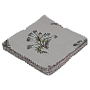 Soimoi Florals Print Precut 5-inch Cotton Fabric Quilting Squares Charm Pack DIY Patchwork Sewing Craft- Light Gray