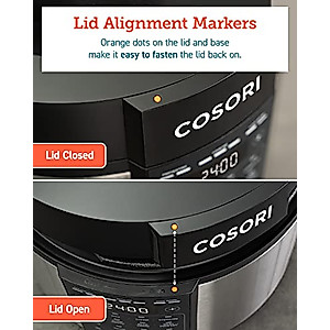 COSORI Electric Pressure Cooker, 9-in-1 Multi Cooker, 13 Presets, Rice Cooker, Slow Cooker, Sauté, Sous Vide, Sterilizer with Cookbook & Online Recipes, Dishwasher Safe, 1100W, Stainless Steel, 6QT