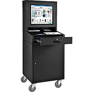 Global Industrial Mobile Security LCD Computer Cabinet Enclosure, Black, 24-1/2"W x 22-1/2"D x 62-3/4"H