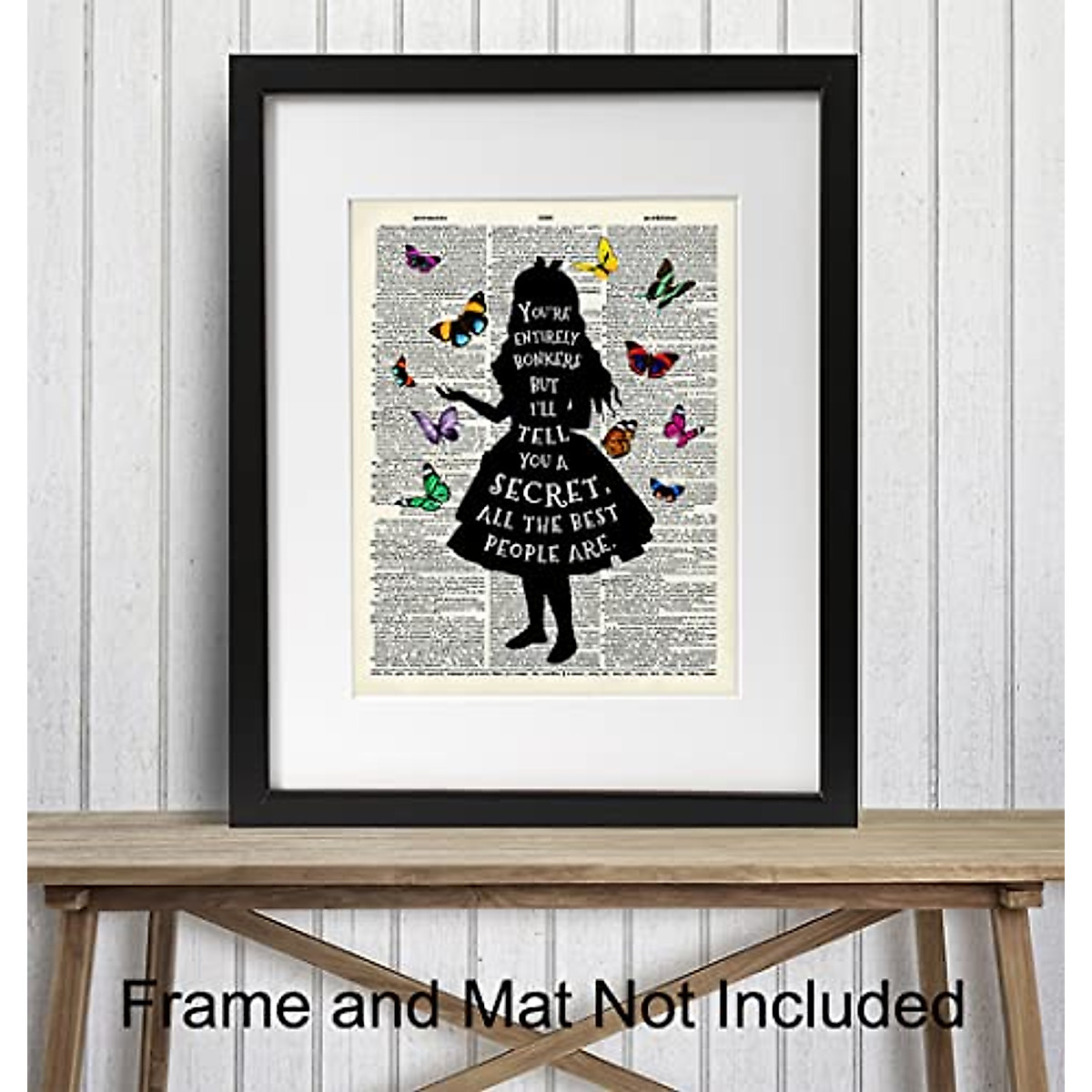 Alice Wonderland Quote, Saying - Dictionary Wall Art Print - 8x10 Photo Picture - Home Decor for Women, Kids, Girls Bedroom - Cool Gift - Unframed Poster