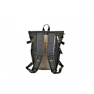 Harvest Label 2-Tone Rolltop Backpack - Black Olive Outdoor Daypack Everyday Office Workout Gym, HFC-9031-BOL-P
