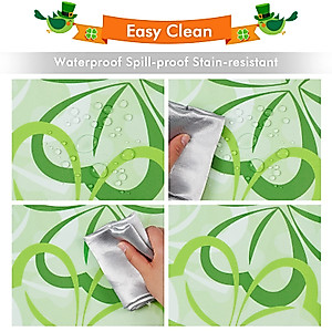 ASPMIZ St. Patrick’s Day Tablecloth, Lucky Shamrock Table Cloth, Green and White Tablecloths, Leaf Clovers Waterproof Tablecloth Rectangle for Dinner Party Decoration, 60 x 84 inch