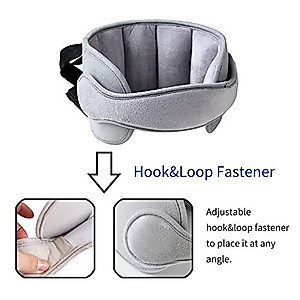 Car Head Support Toddle Car Neck Relief Baby Child Car Seat Adjustable Head and Neck Support Band - A Comfortable Sleep Solution (Gray)