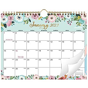 2023-2024 Wall Calendar - 18 Monthly Calendar 2023-2024, February 2023 - June 2024, 11" x 8.5", Twin-Wire Binding + Hanging Hook + Thick Paper + Unruled Blocks with Julian Dates - Floral