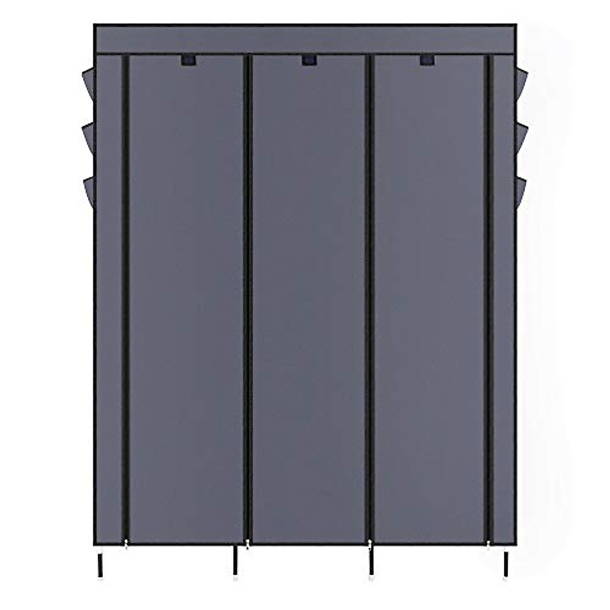 Simply-Me Wardrobe Storage Closet Portable Closet Clothes Storage Organizer Non-Woven Fabric Closet Organizers and Storage Shelves with Side Pockets,69-Inch (Gray)