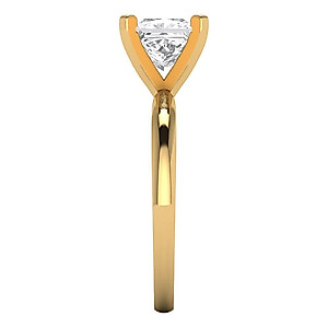 Clara Pucci 1.50 ct Princess Cut Solitaire Genuine Moissanite Wedding Bridal Designer Anniversary Engagement Ring in 14k Yellow Gold