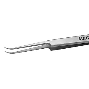 Ms.Queen Eyelash Extension Tweezers,Professional Curved Pointed Isolation Tweezers for Classic Individual Volume Mink Lash Extensions