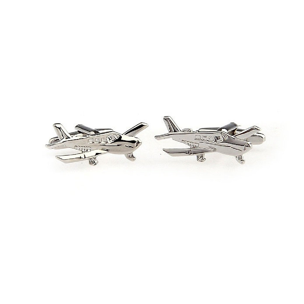 MRCUFF Airplane Plane Cessna Pilot Pair of Cufflinks in a Presentation Gift Box & Polishing Cloth
