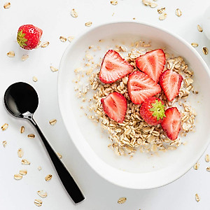 Teyyvn 16-Piece Round Soup Spoons, Black Stainless Steel Bouillon Spoon