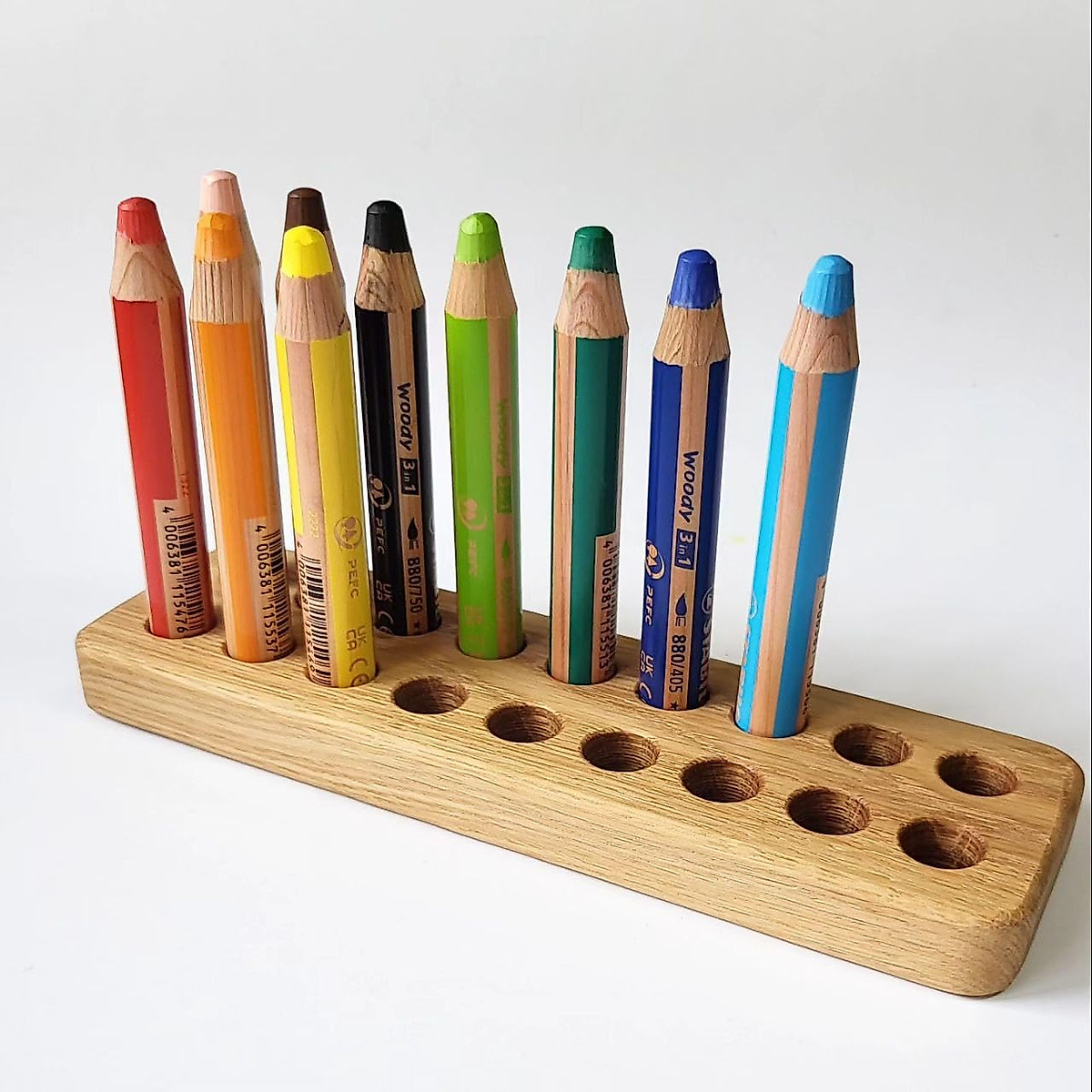 Pencil holder for 18 Stabilo pencils wooden pencil holder gift for kids desk organization Montessori pencils organizer homeschool art supplies pencils are not included
