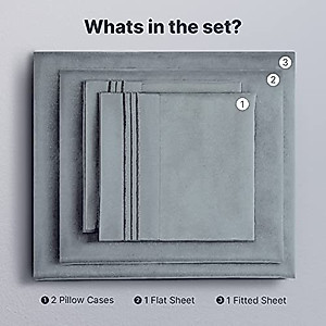 Marsail Queen Size Sheets Set 4pcs Extra Soft Cooling Bed Sheets Fine Brushed Microfiber Polyester Luxury Bedding Sheets Up to 16" Deep Pocket Light Grey