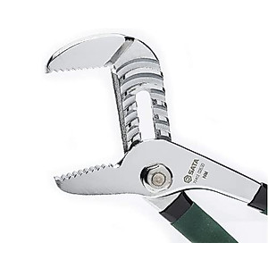 SATA 10-Inch Tongue-and-Groove Pliers, Straight Jaw Design, with Chrome Vanadium Steel Construction and Green Dipped Handles - ST70412ST