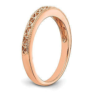 IceCarats 14K Rose Gold 3mm Antique Filigree Wedding Band Ring size 6