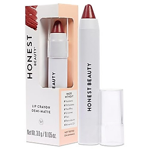 Honest Beauty Lip Crayon-Demi-Matte, Fig with Jojoba Oil & Shea Butter | Lightweight, High-Impact Color | EWG Certified + Dermatologist tested + Hypoallergenic & Cruelty free | 0.105 oz.