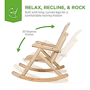 Best Choice Products Wooden Rocking Chair Outdoor Wood Rocker Adirondack Lounger Accent Furniture for Yard, Patio, Garden w/Natural Finish
