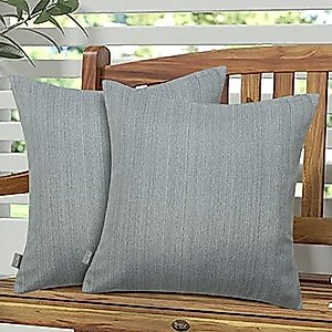 MAGPIE FABRICS Pack of 2 Outdoor Waterproof Throw Pillow Covers 18 x 18 Inch, Christmas Decorative Cushion Sham Pillowcase Shell for Garden Patio Tent Balcony Couch Sofa(Grey)