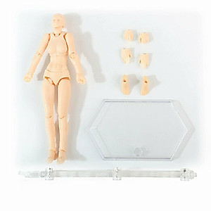 ausuky 1/12 She/He Figure Body Model Body Kun Set PVC 6" Flexible Action Toy (Skin,Woman)