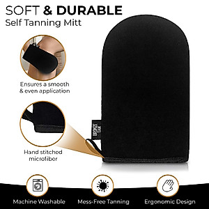 Bronze Tan Self Tanning Mitt for Self Tan - Self Tanner Mitt for Application of Bronze Tan Self Tanner - Black Tanning Mitts Self Tanner are Machine Washable And Reusable Sunless Tanning Mit
