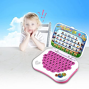 Kids Learning Laptop, Toddler Bilingual Learning Pad Teach Alphabet Numbers Word Music Math Early Development Interactive Electronic Toy for Boys Girls