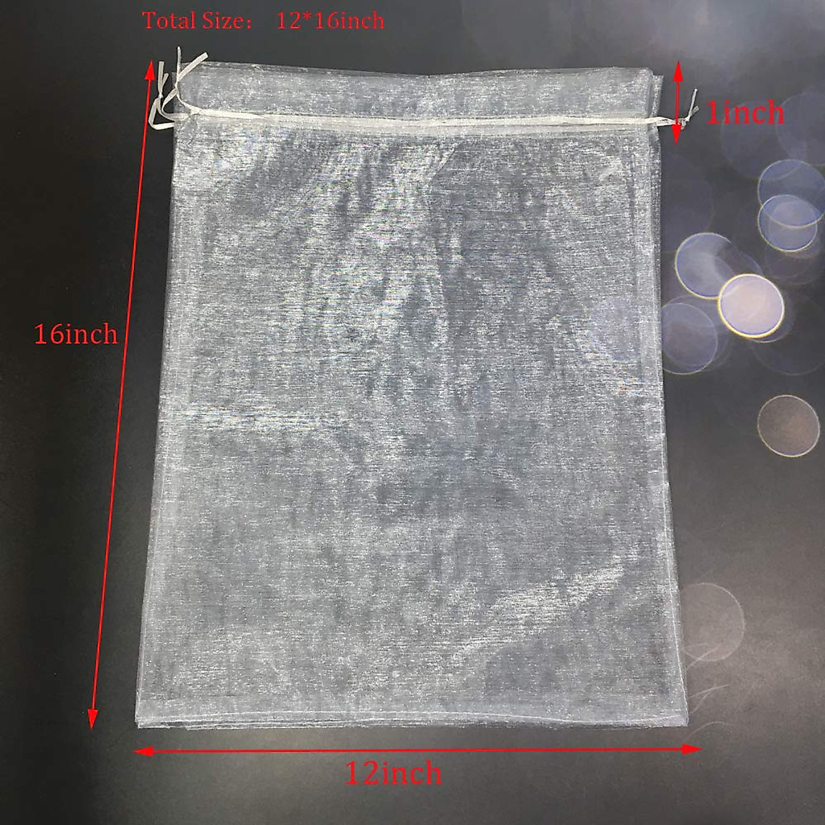 COTOSEY 50Pcs Organza Bags 12x16 inch Sheer Organza Favor Bags Extra Large Organza Drawstring Bags (White)