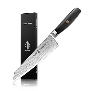 Mojave Outdoor 8 Inch Damascus Chef Knife Japanese T-CO 69 Layers Damascus Steel Blade Kitchen Cooking Kiritsuke Knives Raven Series RE0801T