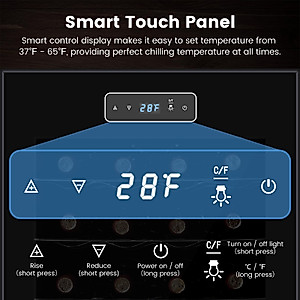 COLOZO 17 inch Wine Cooler Refrigerators Freestanding Under Counter Compact Bar Beverage Fridge 24 Bottle Countertop Double-Layer Tempered Glass Door Wine Cellars with Professional Compressor