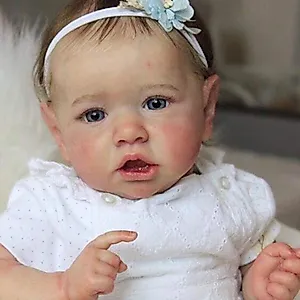ZTDOLL Reborn Baby Dolls Girls with Opened Blue Eyes 18 Inch Handmade Realistic Newborn Lifelike Dolls in Soft Vinyl and Weightd Body for Daughter
