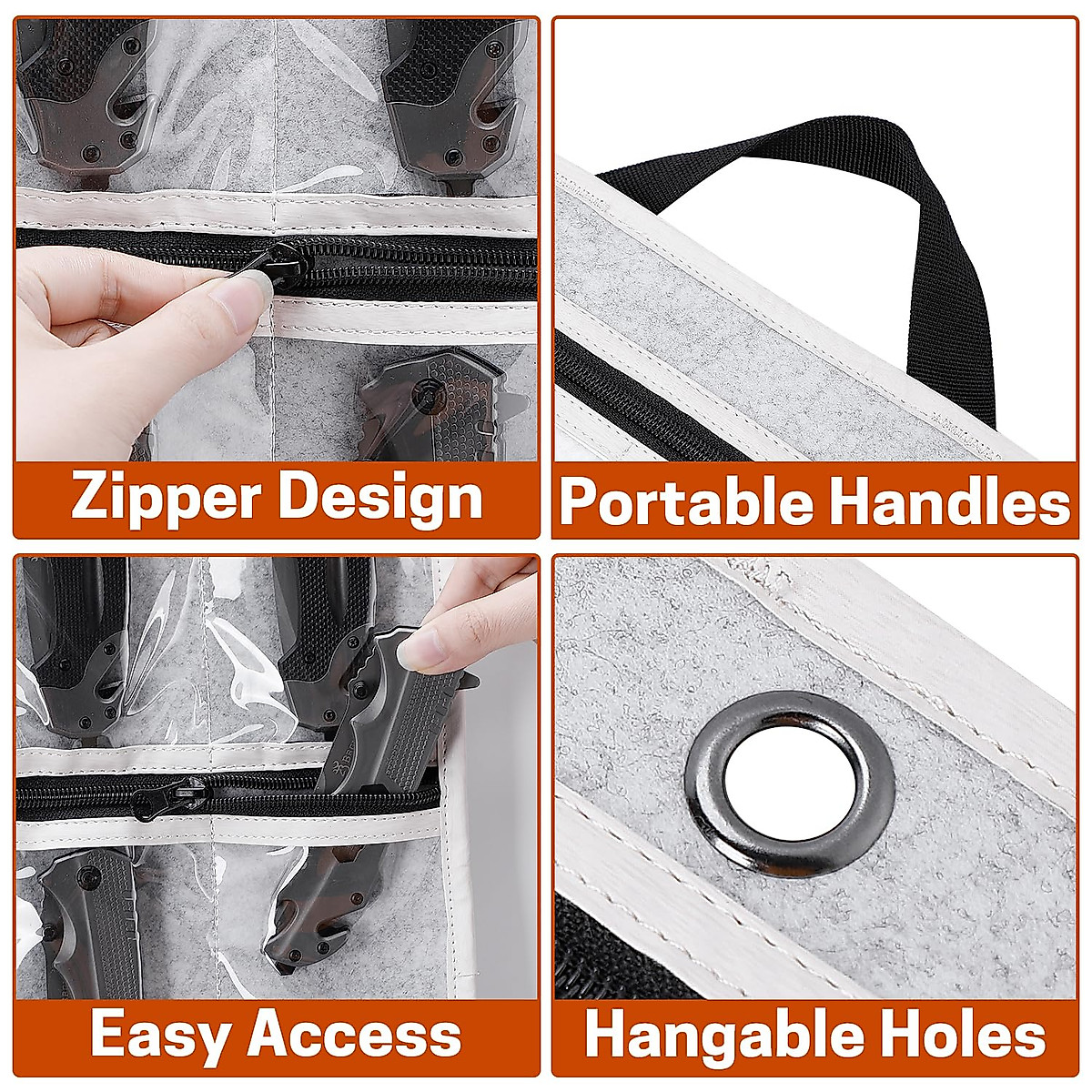 SWISSELITE Knife Display Bag, Felt Knife Display Case, Foldable Knife Storage Holder, Knife Carrying Organizer with 16 Slots