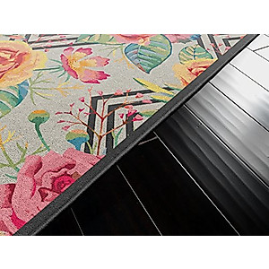 Brumlow Mills Flower Power Geometric Floral Area Rug for Living Room, Bedroom Mat, Kitchen or Entryway Rug, 2'6" x 3'10", Multicolor